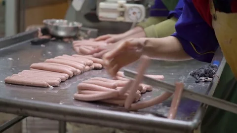 Sausage production line. Sausage factory... | Stock Video | Pond5
