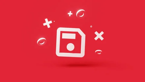 Save 3d icon on a simple red background ... | Stock Video | Pond5