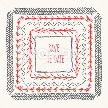 Save the Date. Vintage vector drawing frames to your template.: Royalty ...