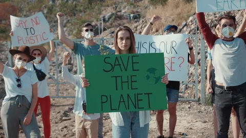 Save environment protest. Group of young... | Stock Video | Pond5