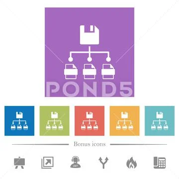 Save file as multiple format flat white icons in square backgrounds ...