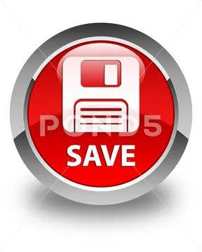 Save (floppy disk icon) glossy red round button: Royalty Free #84355902