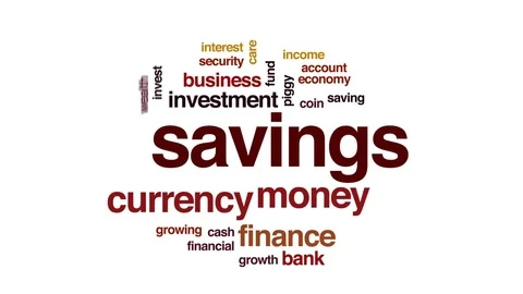 Savings animated word cloud, text design... | Stock Video | Pond5