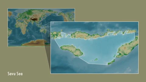 Savu Sea. Physical map. Patterson Cylind... | Stock Video | Pond5