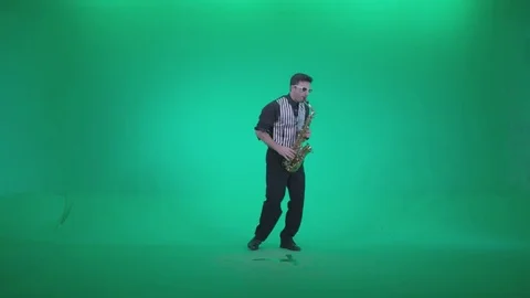 Saxophone Virtuoso Performer - 4K Green ... | Stock Video | Pond5