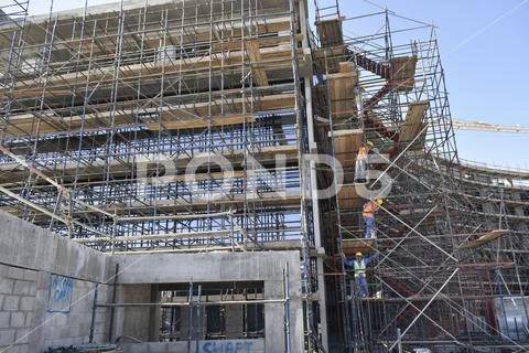 Scaffolding Platform for construction works. a new civil construction ...