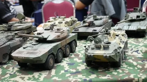 Scale model military tanks from various ... | Stock Video | Pond5