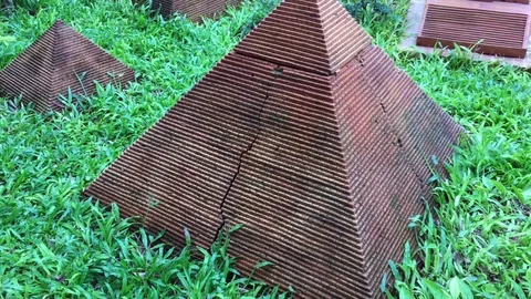 scale models of Egyptian pyramids at Tha... | Stock Video | Pond5