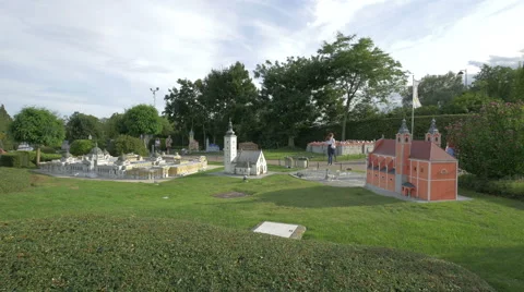 Scale models from famous places displaye... | Stock Video | Pond5