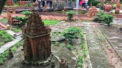 scale models of world's famous landmarks... | Stock Video | Pond5