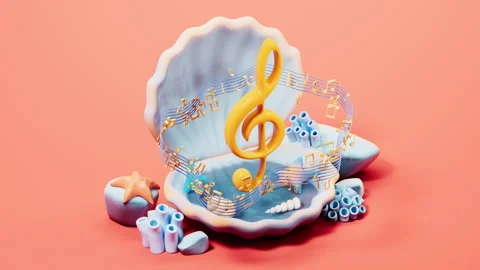 Scallop shell underwater and music notes... | Stock Video | Pond5