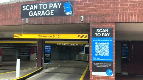 Scan to pay parking garage with QR code ... | Stock Video | Pond5