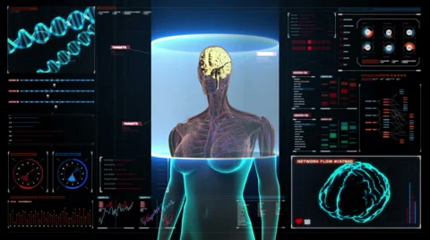 Scanning Brain in female body in digital... | Stock Video | Pond5