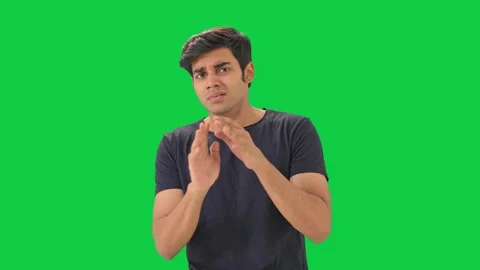 Scared and afraid Indian man Green scree... | Stock Video | Pond5