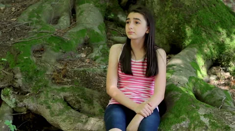 Scared girl lost in forest | Stock Video | Pond5