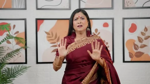 scared Indian woman in fear | Stock Video | Pond5