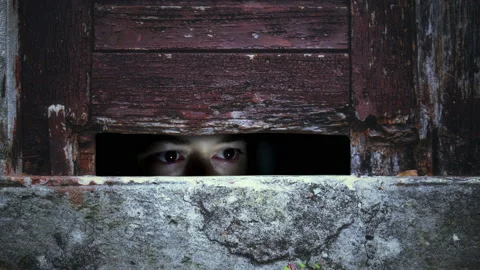Scared Man Hidden Eyes Behind Doorway, z... | Stock Video | Pond5