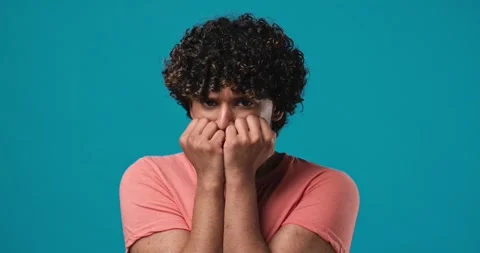 Scared shocked sad young indian man look... | Stock Video | Pond5