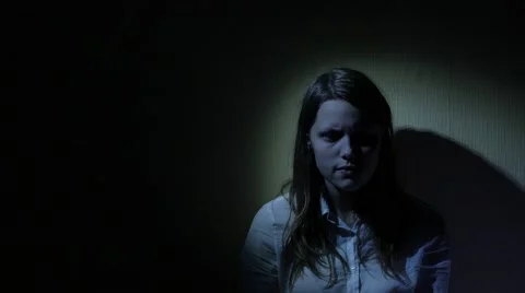 Scared teen girl in a dark. 4K UHD | Stock Video | Pond5