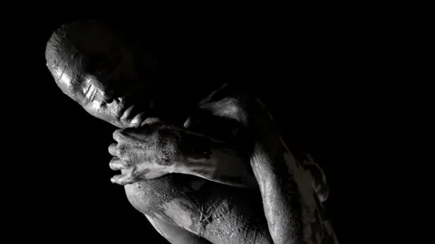 scared woman is covered by clay and blin... | Stock Video | Pond5