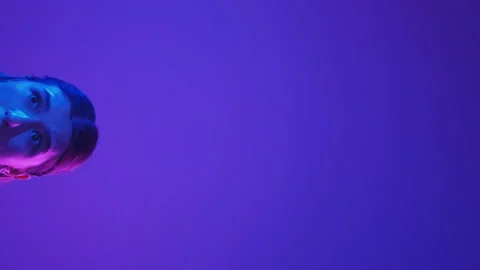 scared woman worried face neon light por... | Stock Video | Pond5