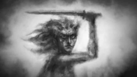 Scary 2D animation in battle fantasy gen... | Stock Video | Pond5