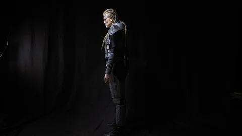 Scary alien in full body armor, with fac... | Stock Video | Pond5