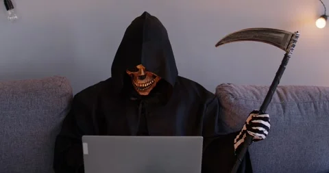 Scary dangerous hacker Halloween Grim Re... | Stock Video | Pond5