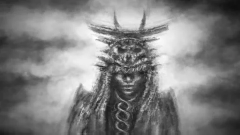 Scary dark goddess 2D animation. Death v... | Stock Video | Pond5