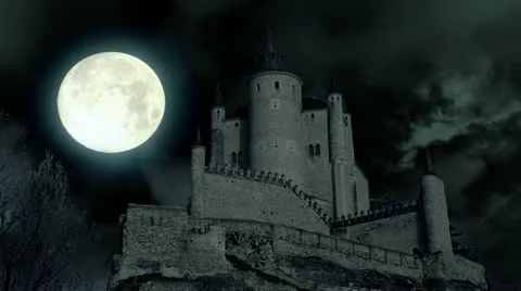 scary Full moon over evil demon vampire ... | Stock Video | Pond5