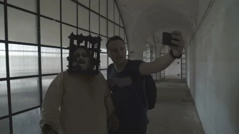 A scary ghost of a fat woman with a rust... | Stock Video | Pond5