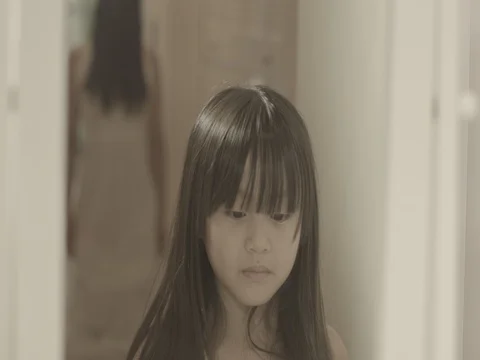 Scary Ghost Woman Standing Behind Girl i... | Stock Video | Pond5