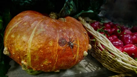Scary giant halloween spider on a lumpy ... | Stock Video | Pond5