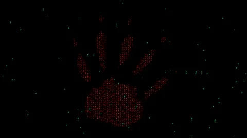 Scary hand with matrix code motion graph... | Stock Video | Pond5