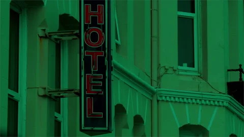Scary Hotel Sign Exterior Horror Spooky ... | Stock Video | Pond5