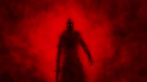 Scary knight ghost with sword. Gloomy an... | Stock Video | Pond5