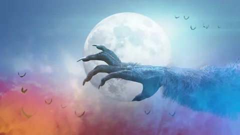 scary monster hand, furry werewolf paw f... | Stock Video | Pond5