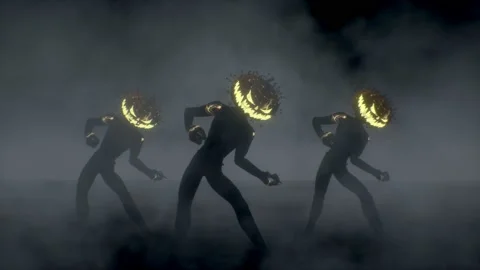 Scary monsters with a pumpkin head danci... | Stock Video | Pond5