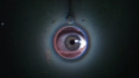 Scary Peephole Eye Looking Door Vintage ... | Stock Video | Pond5