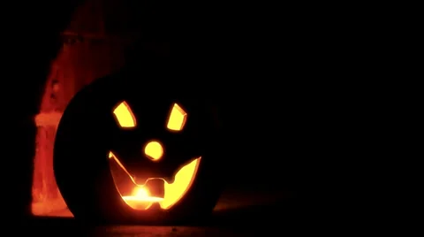 Scary Pumpkin At Night Color Grading | Stock Video | Pond5