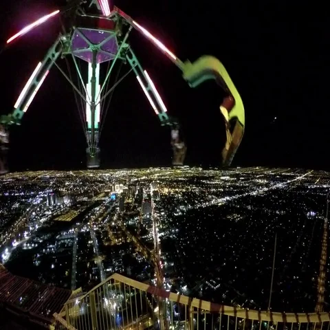 Scary ride high above the Las Vegas stri... | Stock Video | Pond5