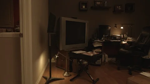 Scary Thriller TV Room Home Office | Stock Video | Pond5