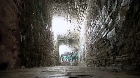 Scary underground alley and a graffitti ... | Stock Video | Pond5
