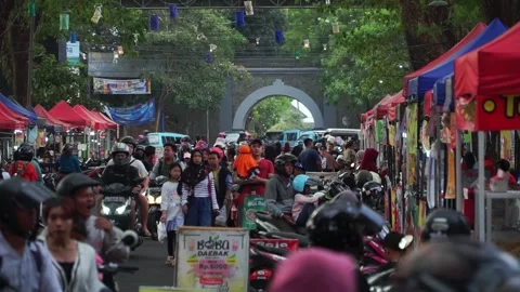Scene of a busy street in Indonesia. cro... | Stock Video | Pond5