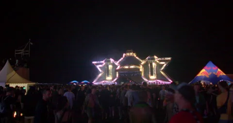 Scene glowing lights, upward movement of... | Stock Video | Pond5