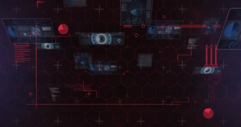 Scene loading hex grid fading symbols li... | Stock Video | Pond5