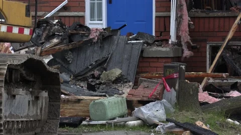 Scene of serious residential house fire ... | Stock Video | Pond5