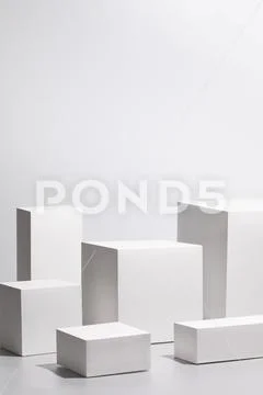 Scene with six rectangle podiums on gray background ~ Premium Photo ...