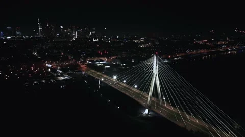 Scenic aerial view of night car traffic ... | Stock Video | Pond5