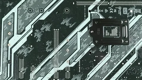 Schematic Closeup Motherboard Top View. | Stock Video | Pond5